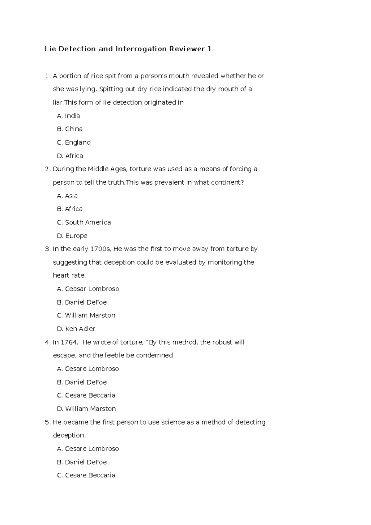 Forensic- Science- Reviewer - Lie Detection and Interrogation Reviewer ...