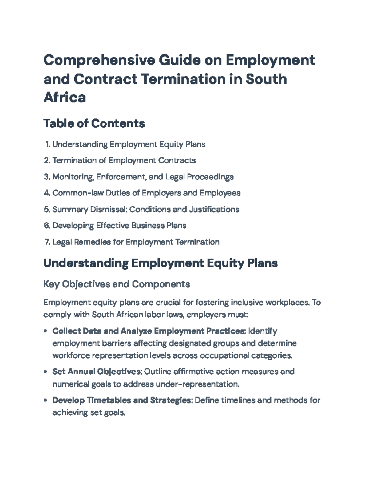 Comprehensive Guide to Employment & Contract Termination in SA - Studocu