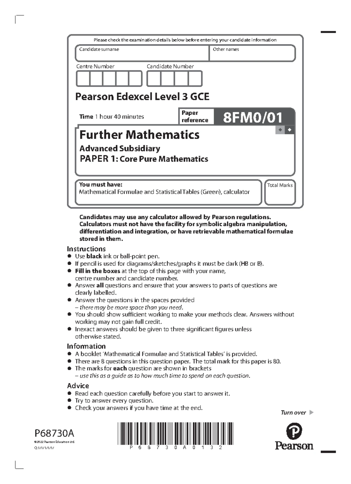Edexcel A Level Further Maths Core Pure 2 Predicted Paper - Studocu