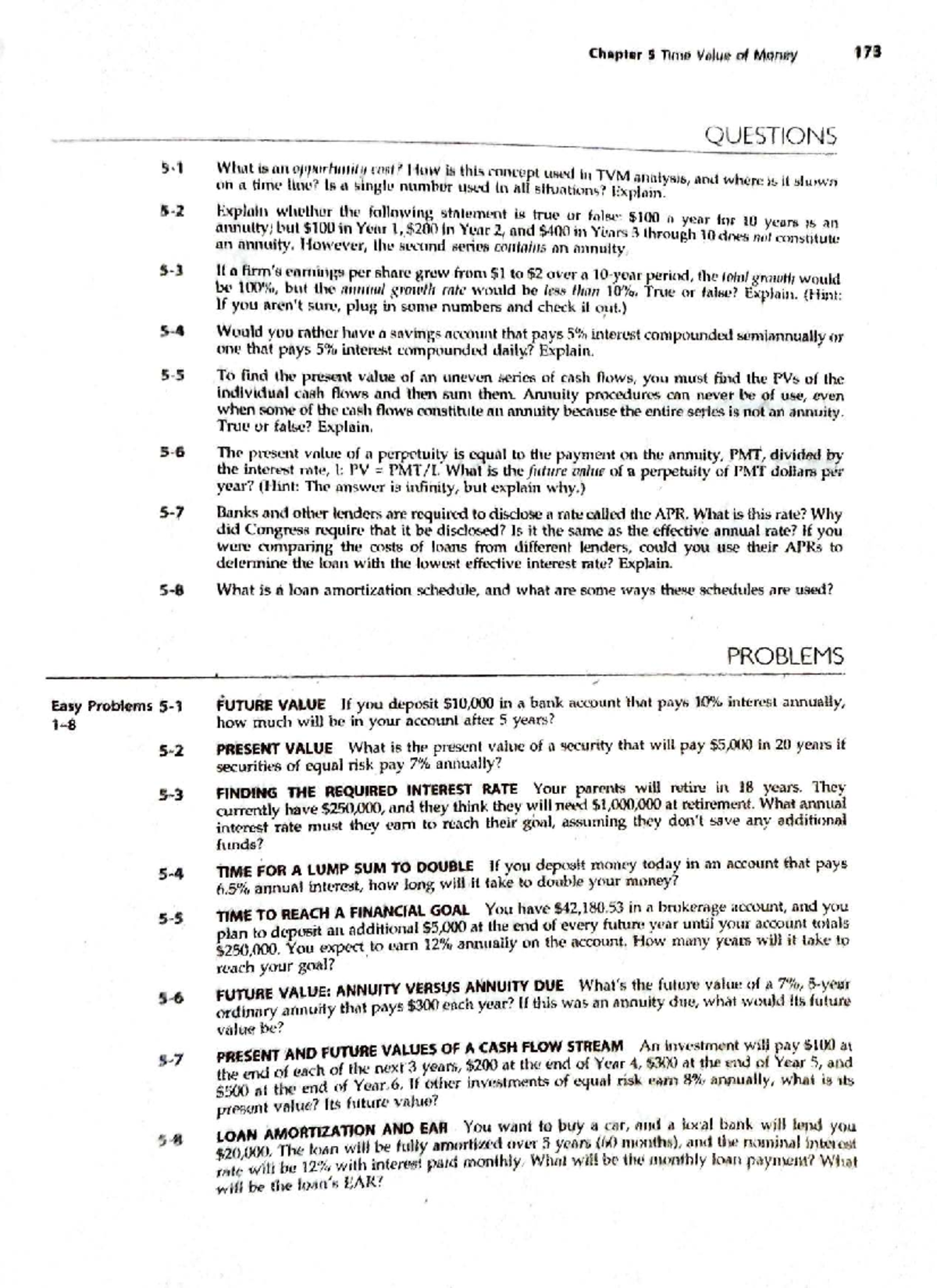 Chapter 5: Time Value of Money - Key Concepts and Problem Set (TVM ...