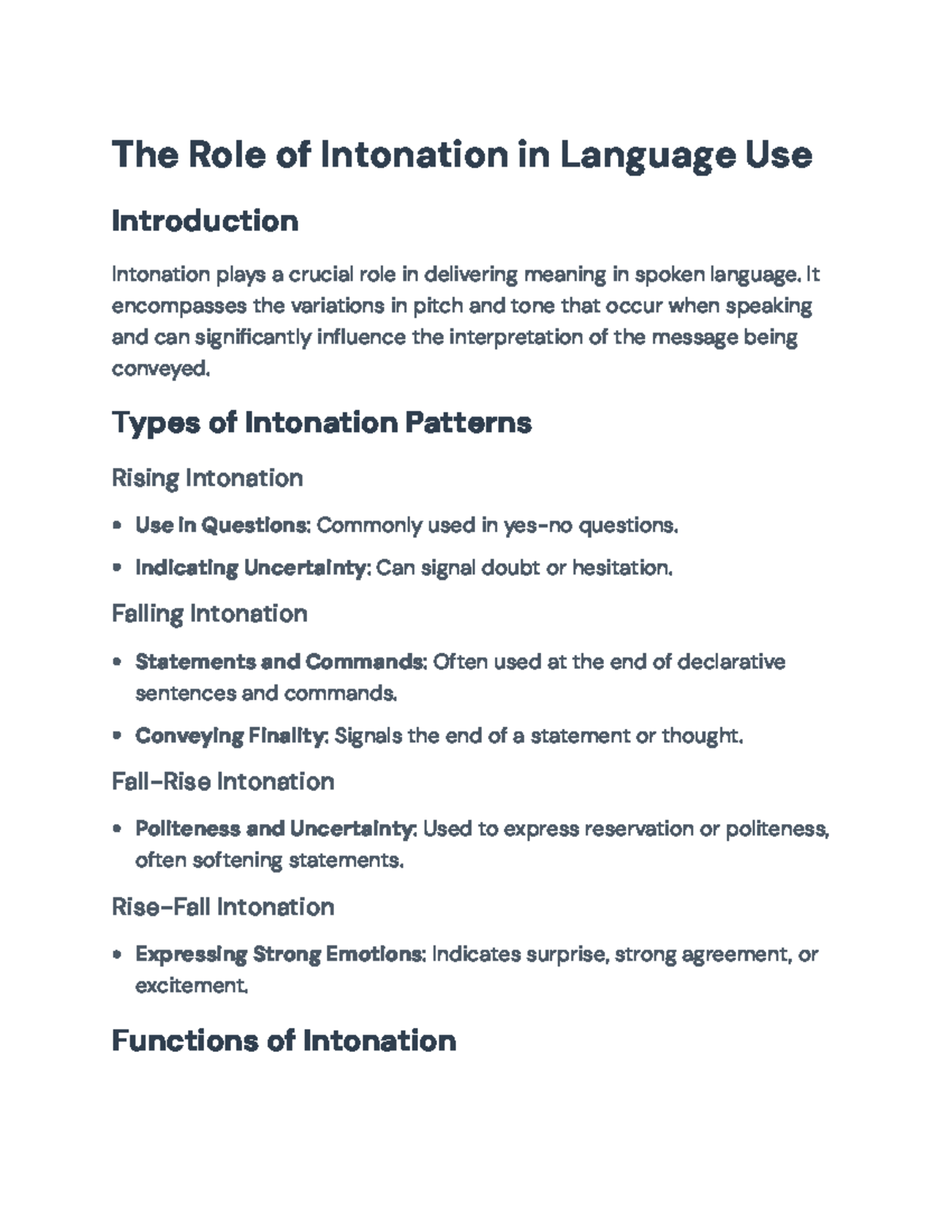 Intonation Patterns in Language Use: Understanding Meaning (ENG 101 ...