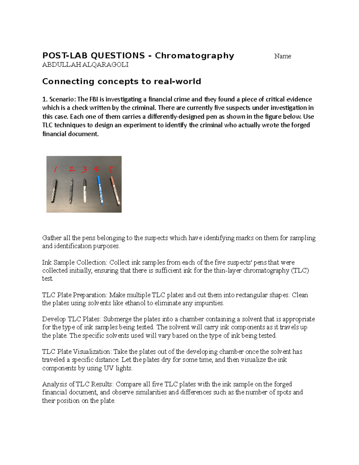 Chromatography Post Lab Analysis for Forensic Investigation - Studocu