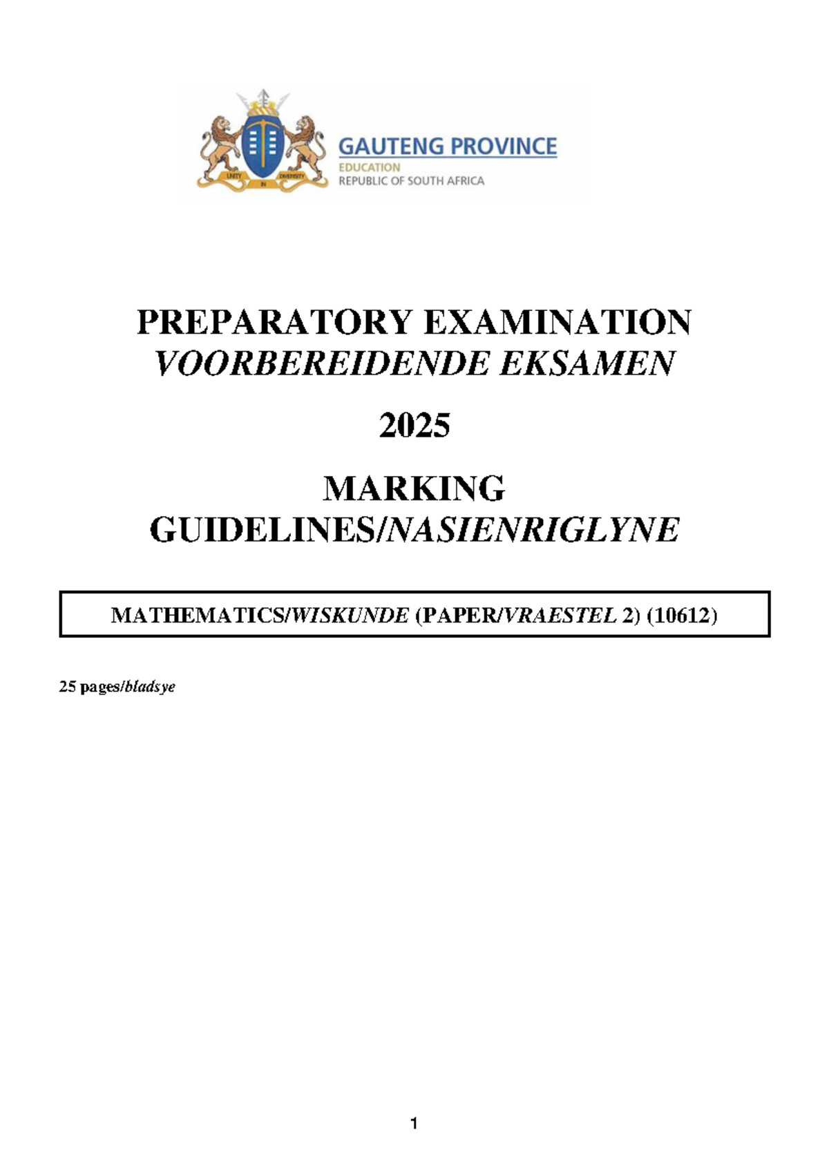 Marking Guidelines for Mathematics P2 (10612) Preparatory Exam - Studocu