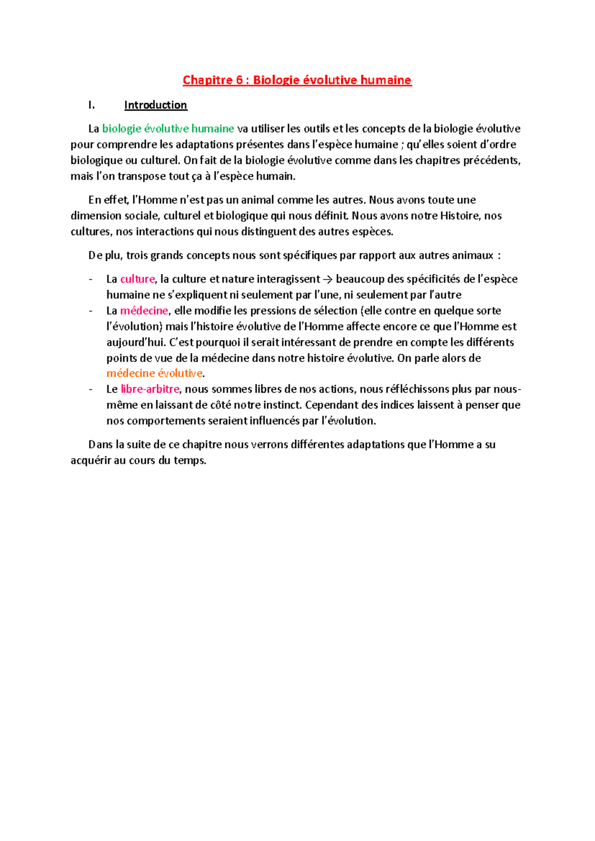 Chapitre 6 : Biologie Évolutive Humaine I - Adaptations et Culture ...