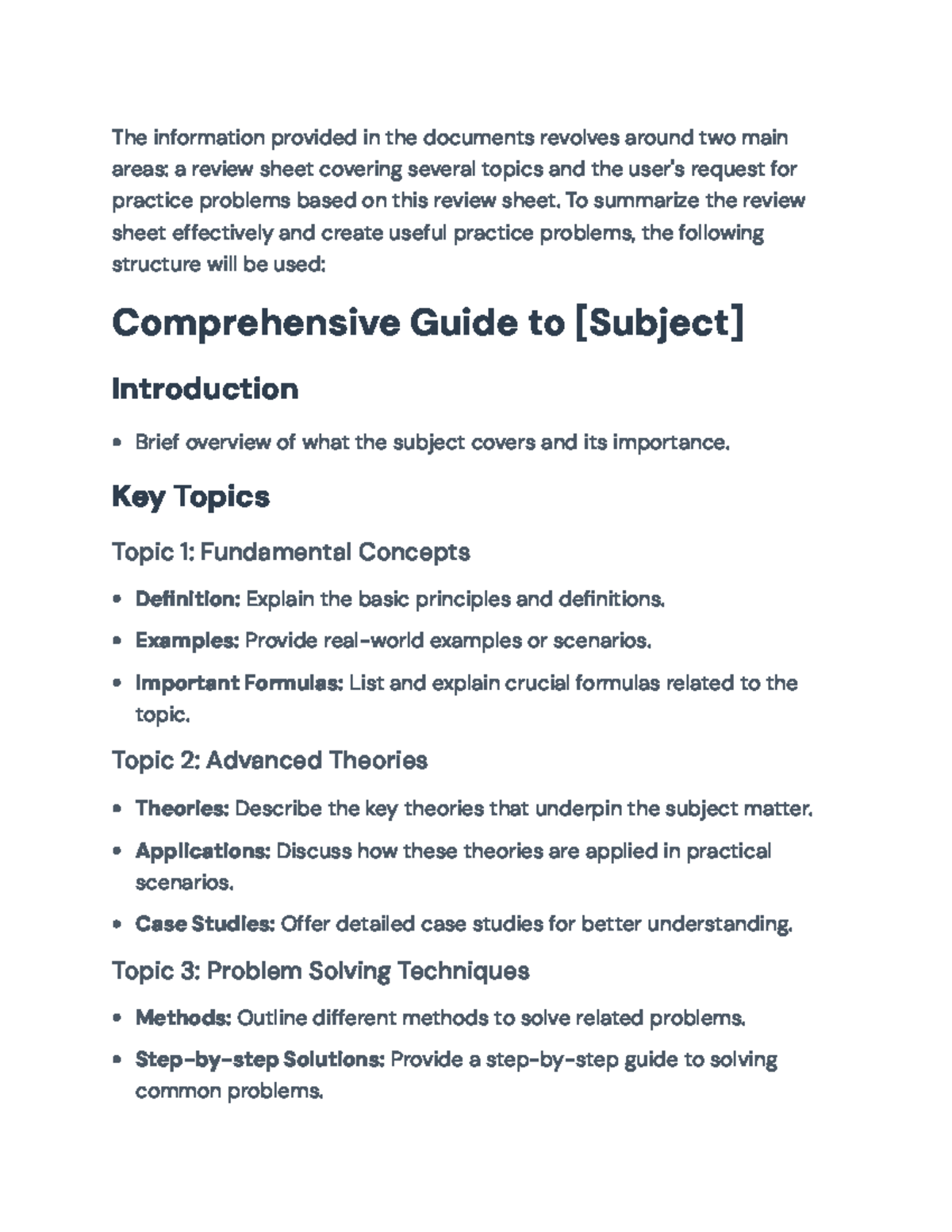 Comprehensive Study Guide with Practice Problems for [Subject] - The ...