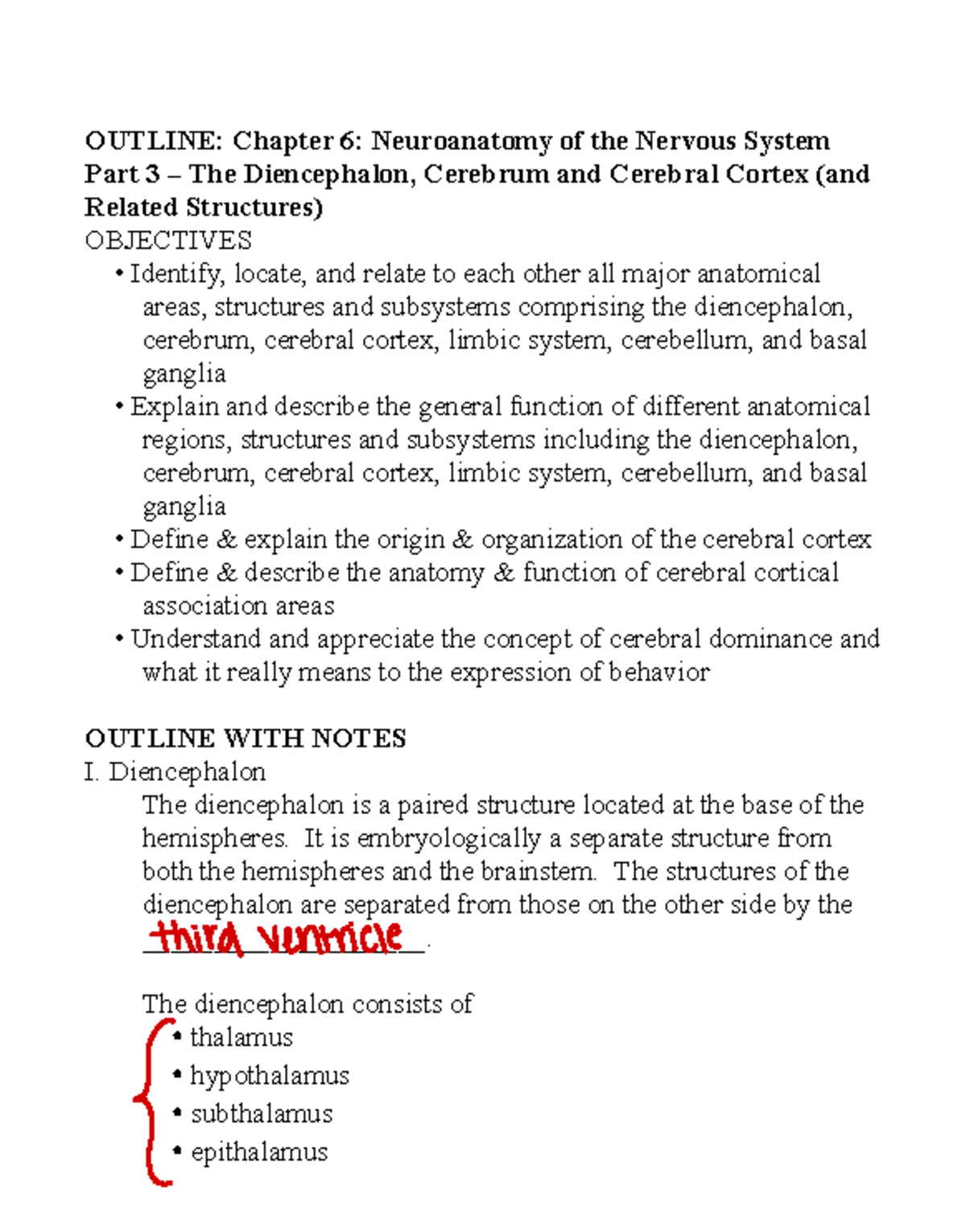 Neuroanatomy of the Diencephalon, Cerebrum & Cerebral Cortex - Study ...