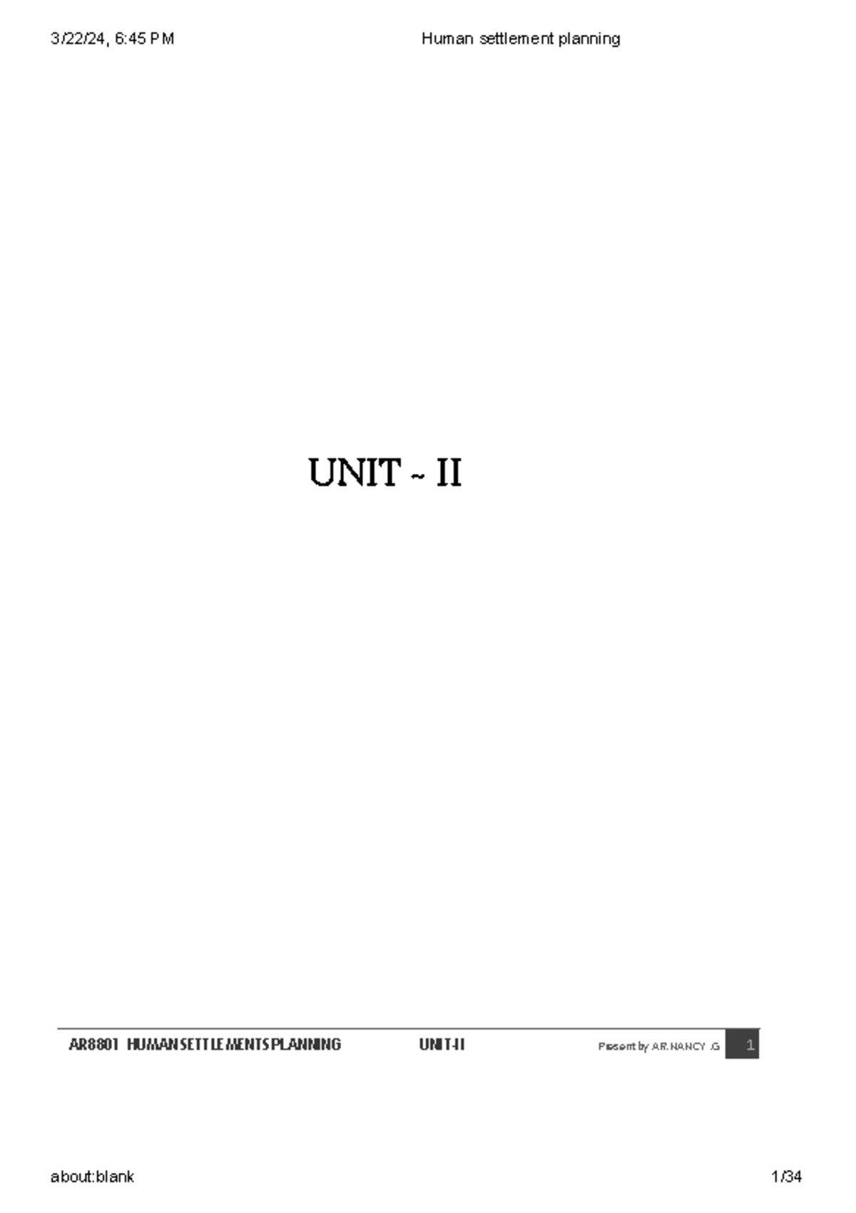 Human settlement planning - AR88 01 HUMAN SETTLEMENTS PLANNING UNIT-II ...