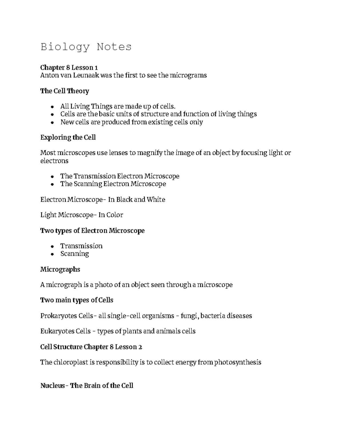 Biology 101: Comprehensive Notes on Cell Theory & Energy Processes ...
