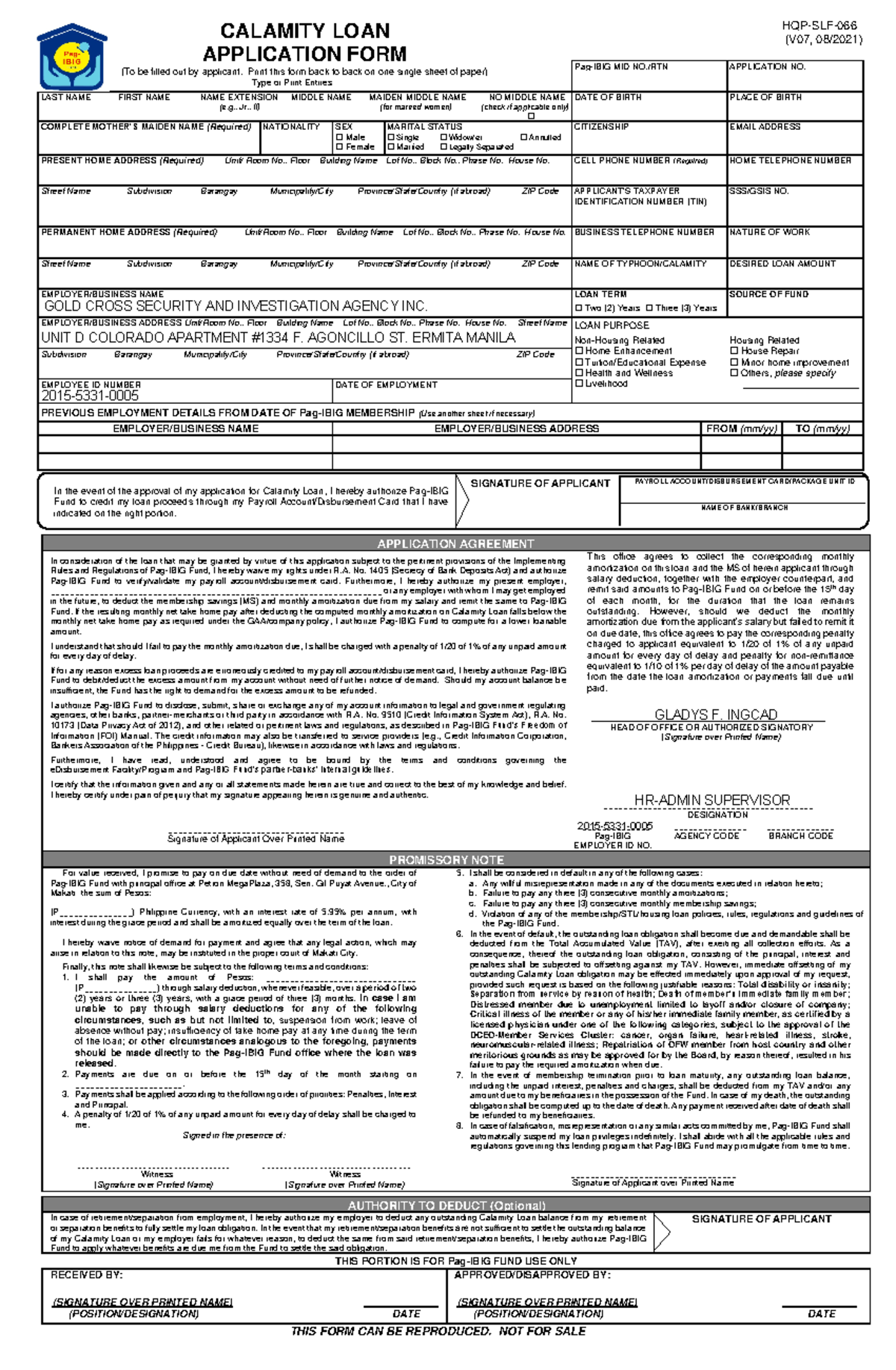 SLF066 Calamity Loan Application Form - Version 07 (08/2021) - Studocu
