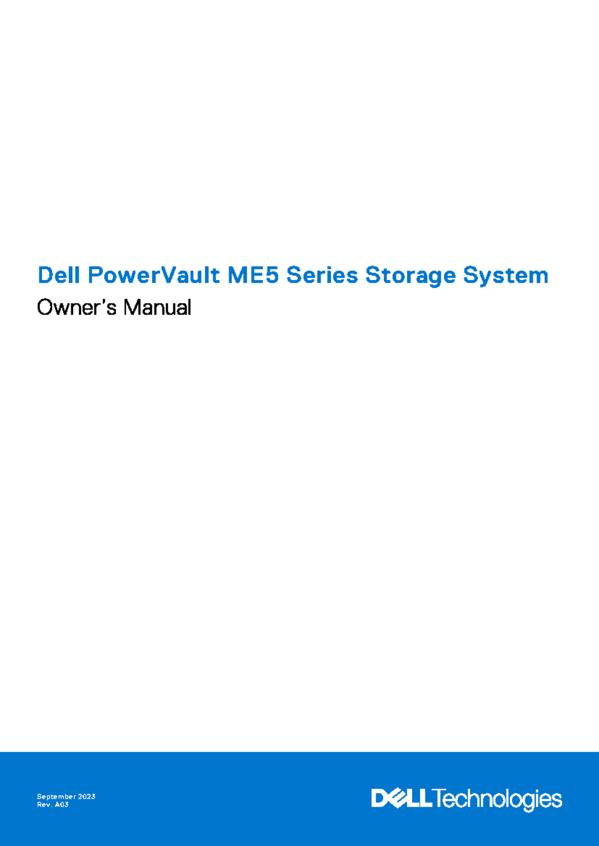 Dell PowerVault ME5 Series Storage System Owner's Manual (Sep 2023 ...