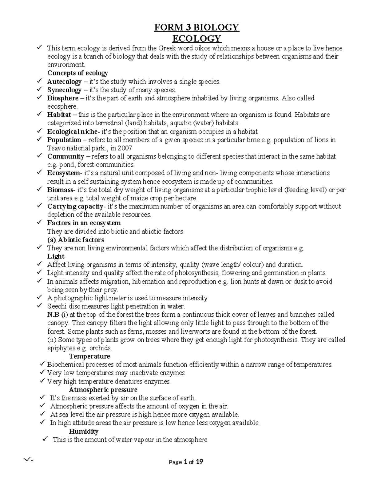 Ecology Study Notes 2023 - Comprehensive Summary for Form 3 Biology ...