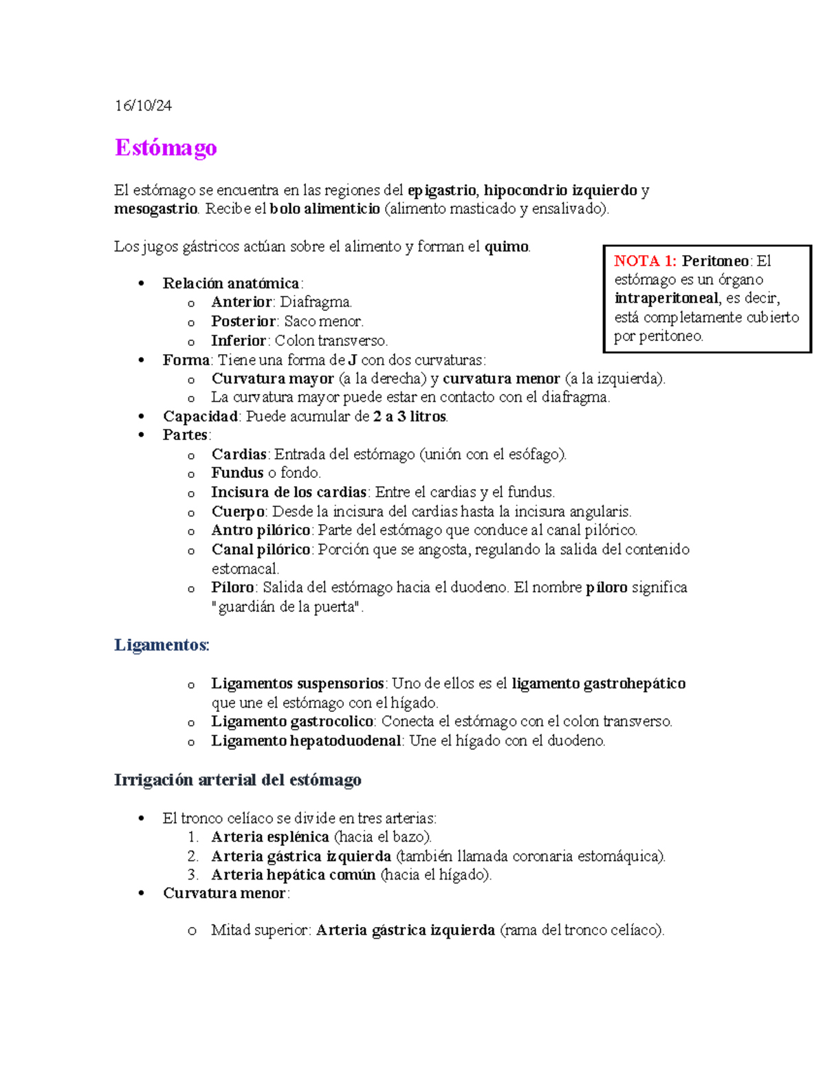 Clase Estómago y Duodeno: Anatomía y Funciones Esenciales - Studocu