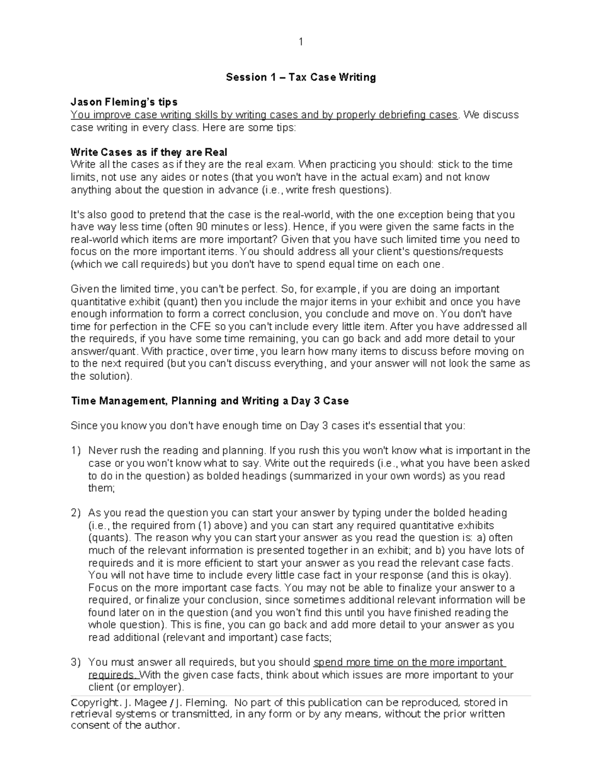 Session 1 - Tax Case Writing Tips for Improved Skills - Studocu