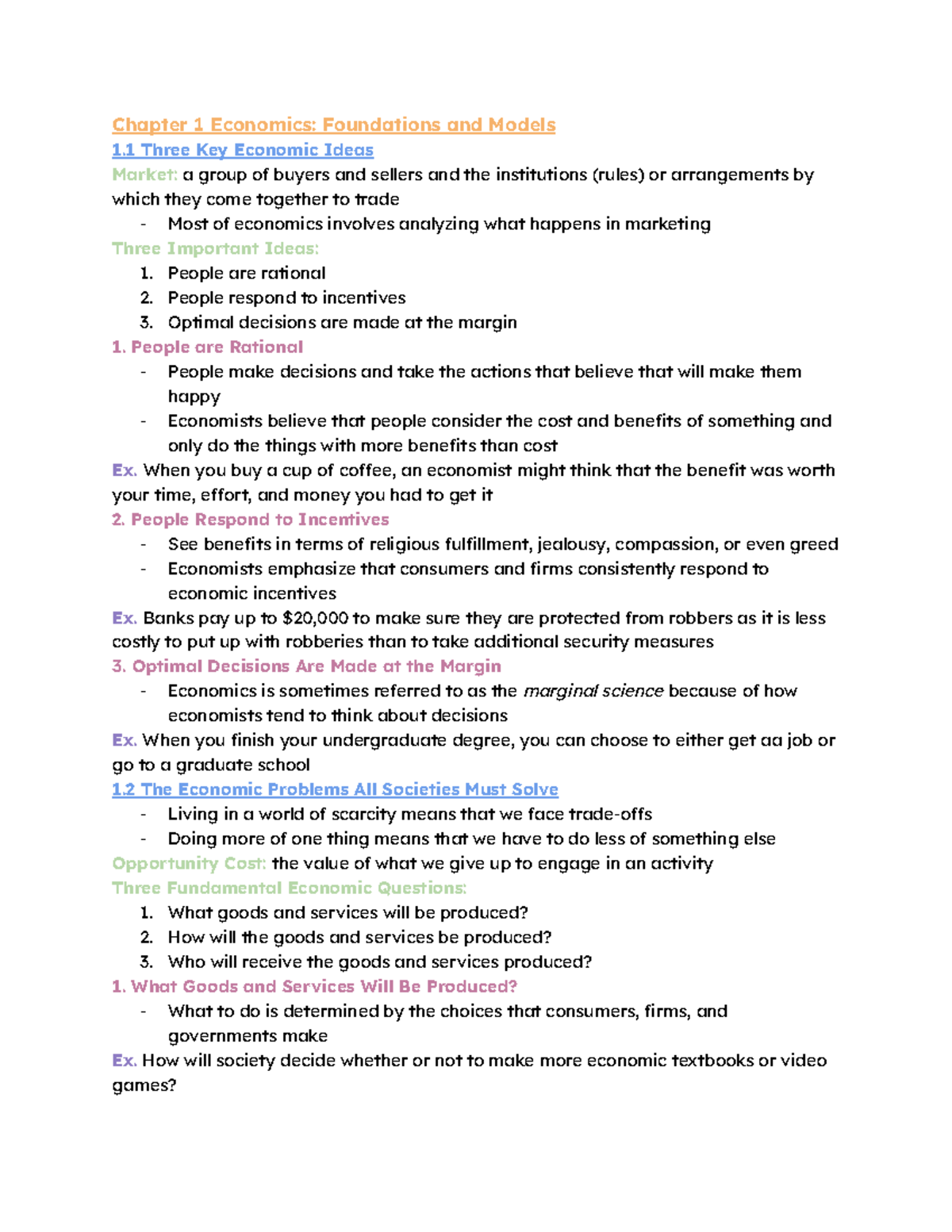 ECON 1100 DE Chapter 1: Economic Foundations and Key Concepts - Studocu