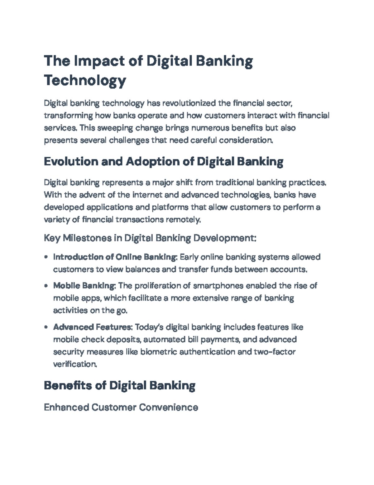 Digital Banking Technology: Benefits, Challenges & Ethics (FIN 101 ...
