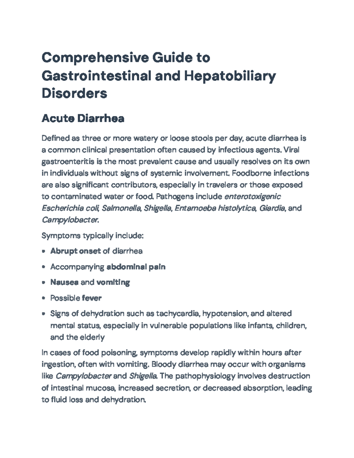 Comprehensive Overview of GI & Hepatobiliary Disorders - Studocu