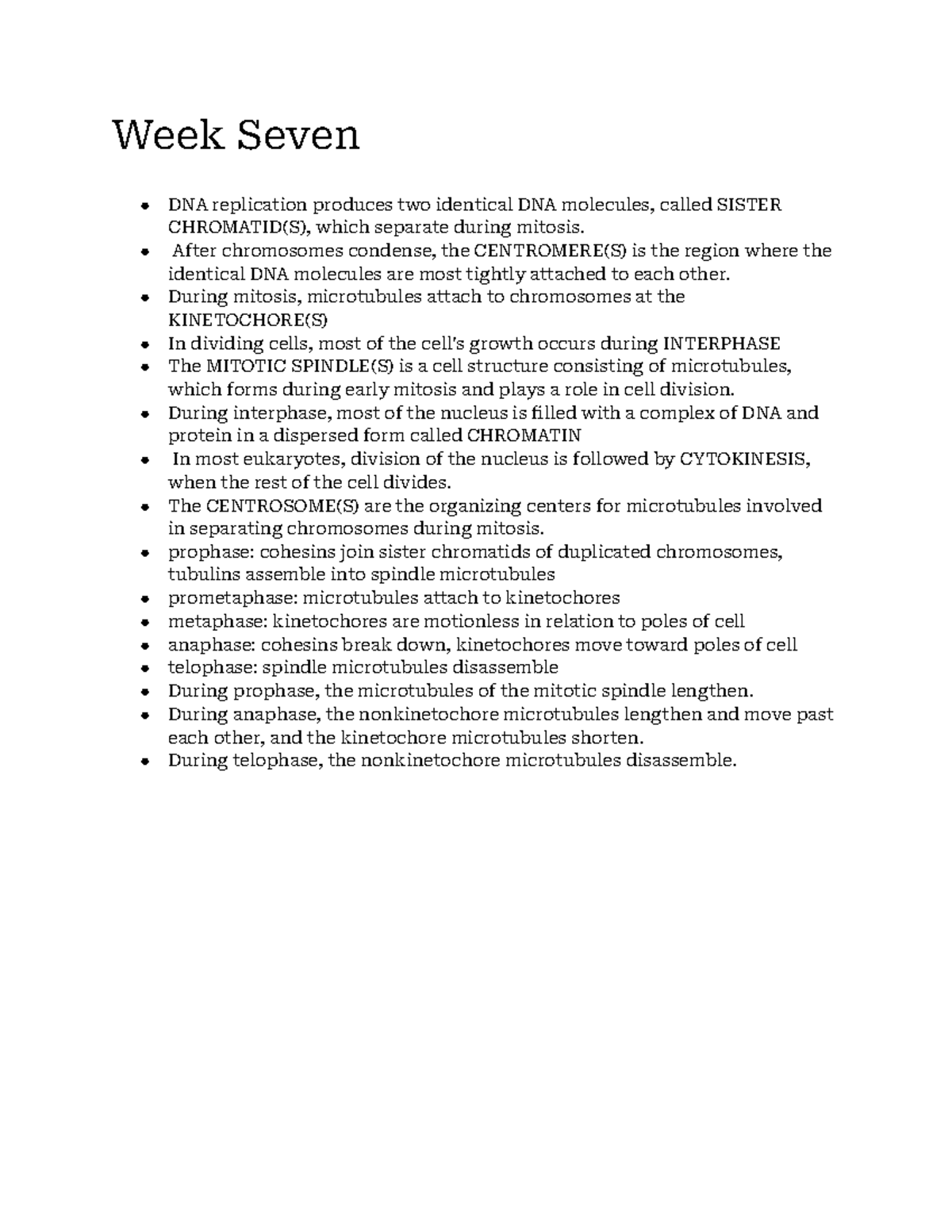 Mitosis Week 7 Assignment - Week Seven DNA replication produces two ...