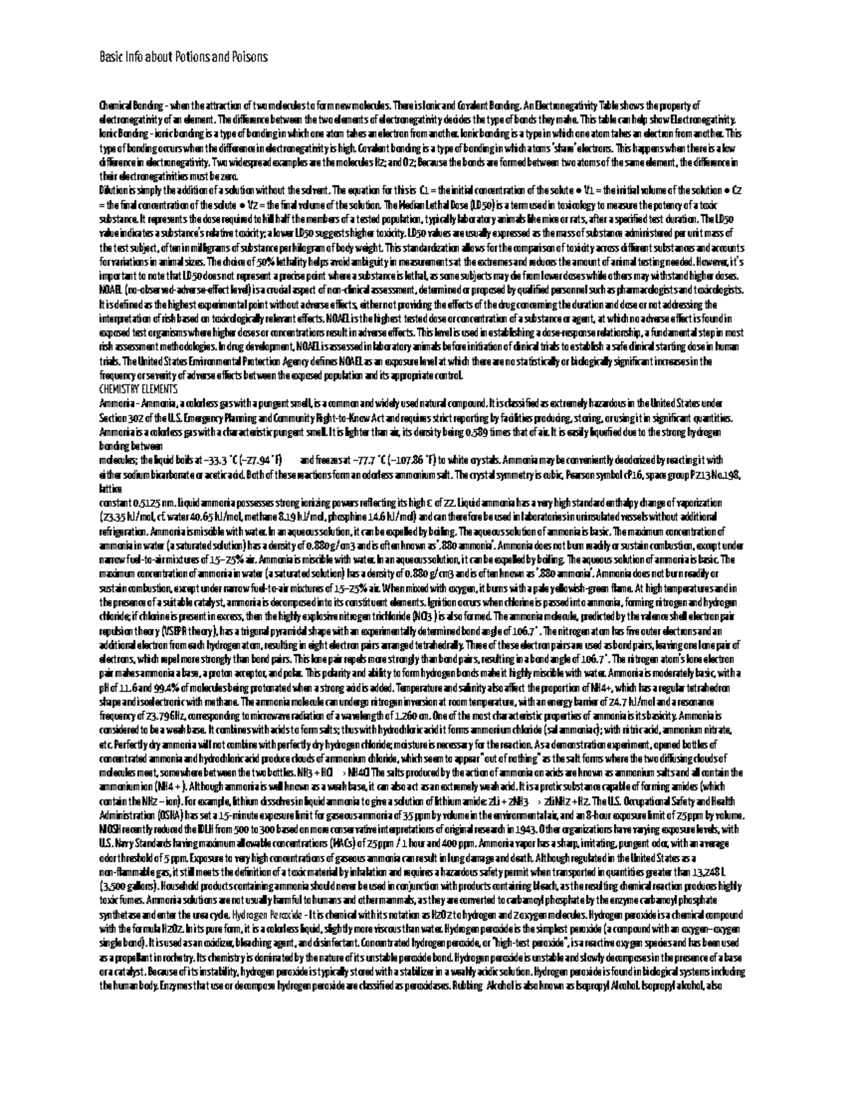 Scioly Notes: Essential Insights on Potions and Poisons for Chemistry ...