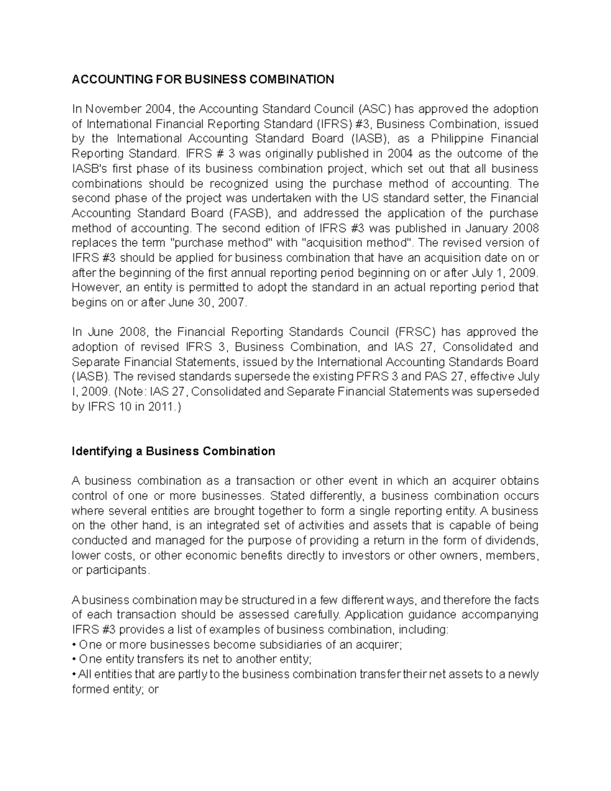 ABC Consolidated AND Separate FS Notes - ACCOUNTING FOR BUSINESS ...