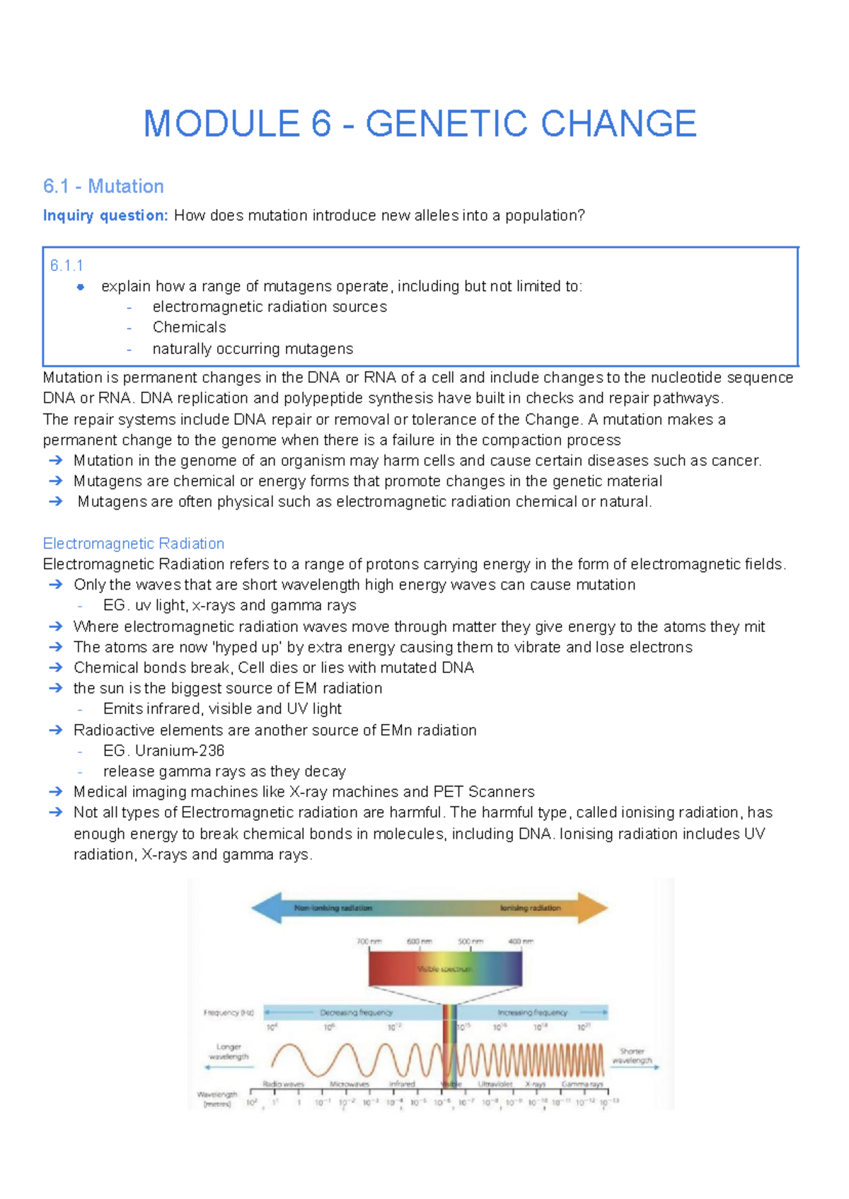 Module 6: Genetic Change and Mutation Effects (ACSBL082, ACSBL083) - Studocu