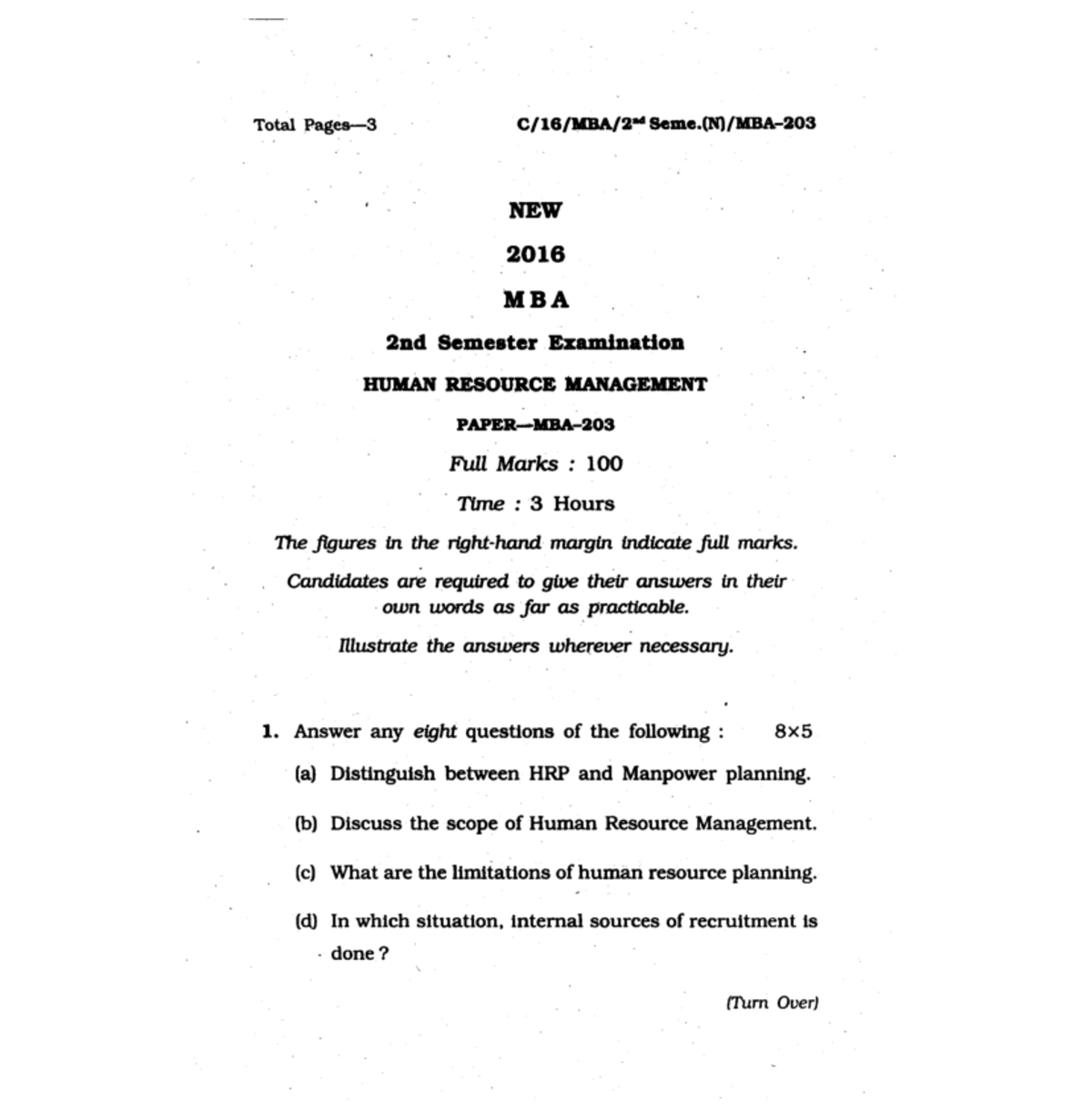 MBA-203 - Question Papers - Total Pages—3 C/16/MBA/2*d Seme.(N)/MBA ...