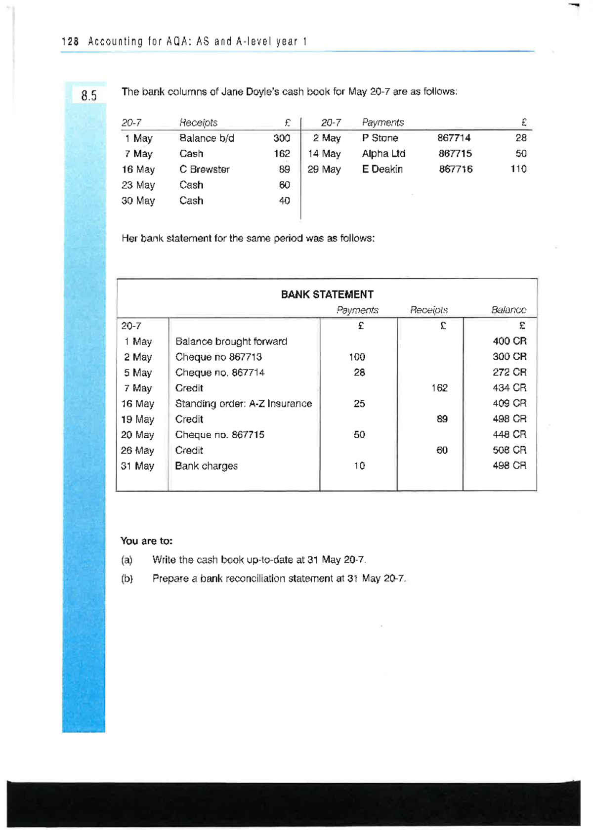 Bank Reconciliation Practice for 128 Accounting: AS Year 1 - Studocu