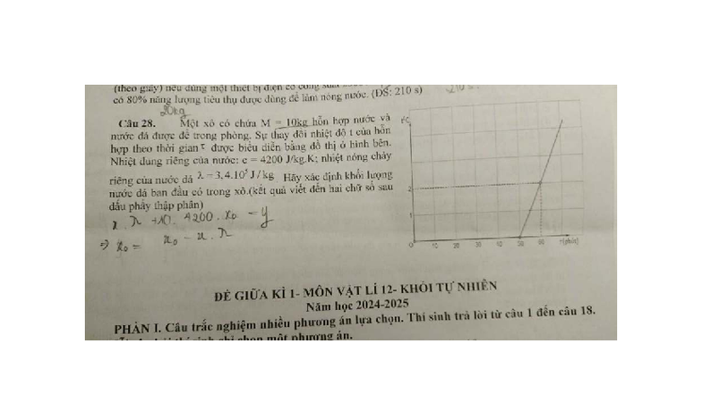 Đề Giữa Kỳ Môn Vật Lý (DS: 210 s) - Câu 28: Tính Khối Lượng Nước Dã - Studocu