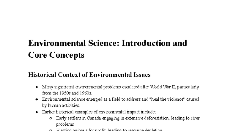 EESA01 - Lecture 1 Notes: Introduction to Environmental Science ...
