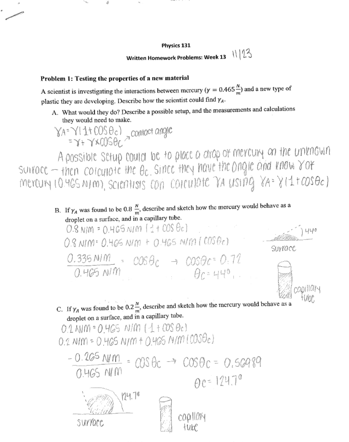 Physics 131 Homework Problems: Week 13 - Material Interactions & Fluid ...
