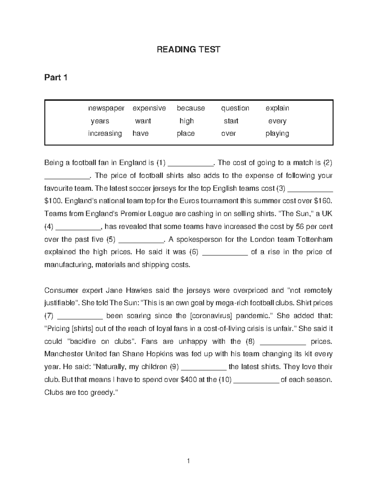 Reading TEST 2 CĐR - WITH Answer KEY - READING TEST Part 1 newspaper ...
