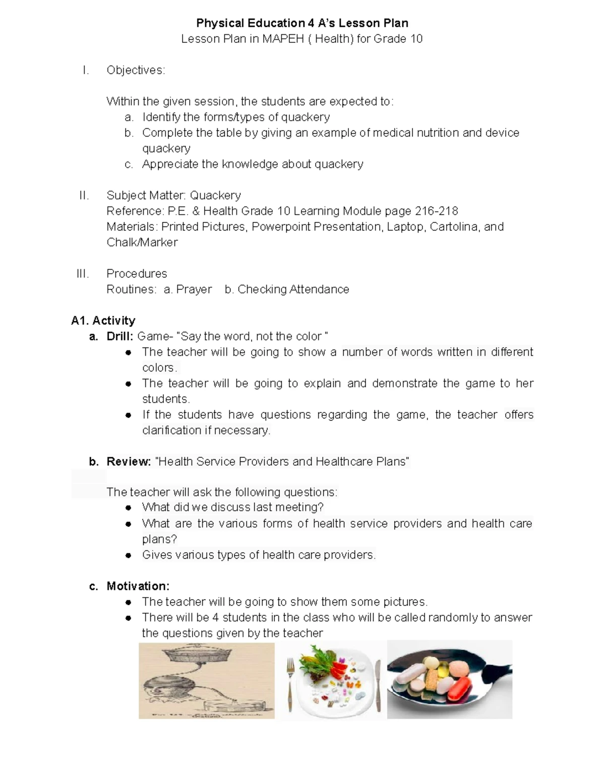 Cheerdance - Lesson plan - A DETAILED LESSON PLAN IN PHYSICAL EDUCATION ...