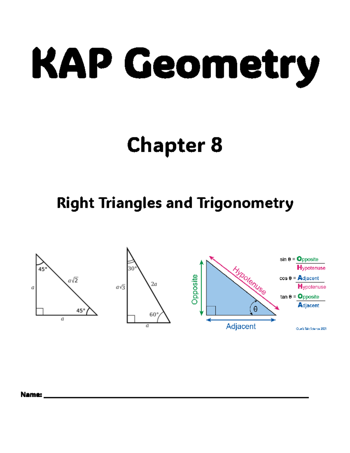 KAP Geometry Chapter 8: Right Triangles & Trigonometry Notes - Studocu