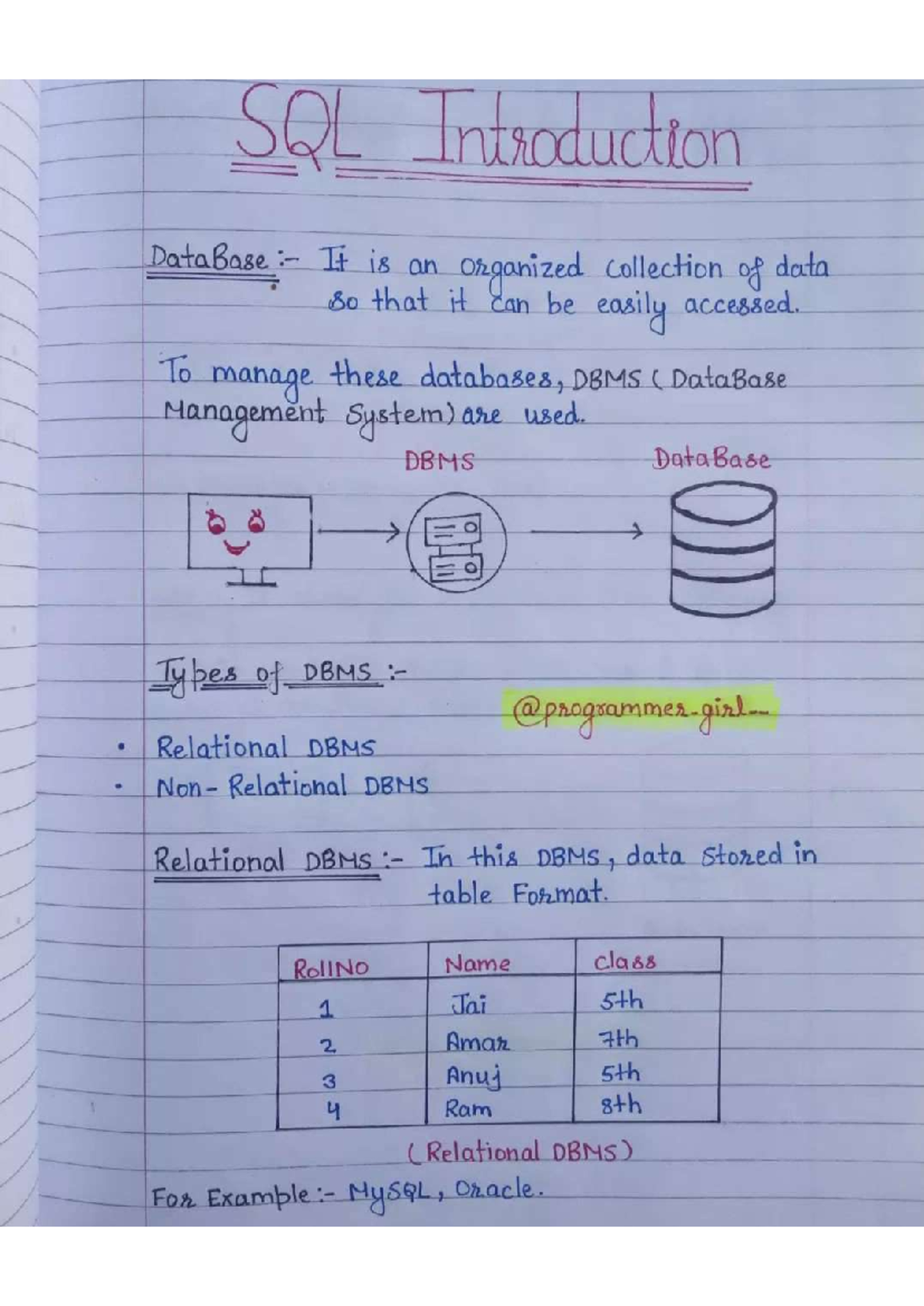 DBMS Handwritten Notes: Key Concepts and Overview - Studocu