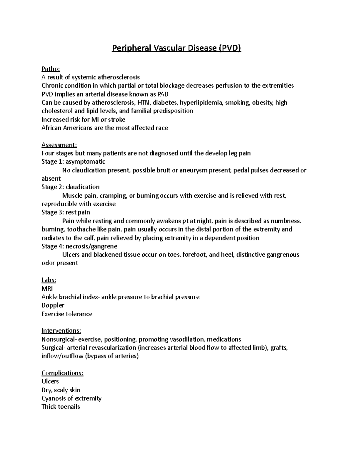 PVD Overview: Assessment, Interventions, and Complications Explained ...