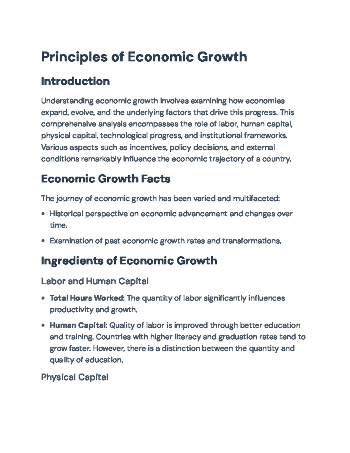 Principles of Economic Growth Analysis: Key Factors and Case Studies ...