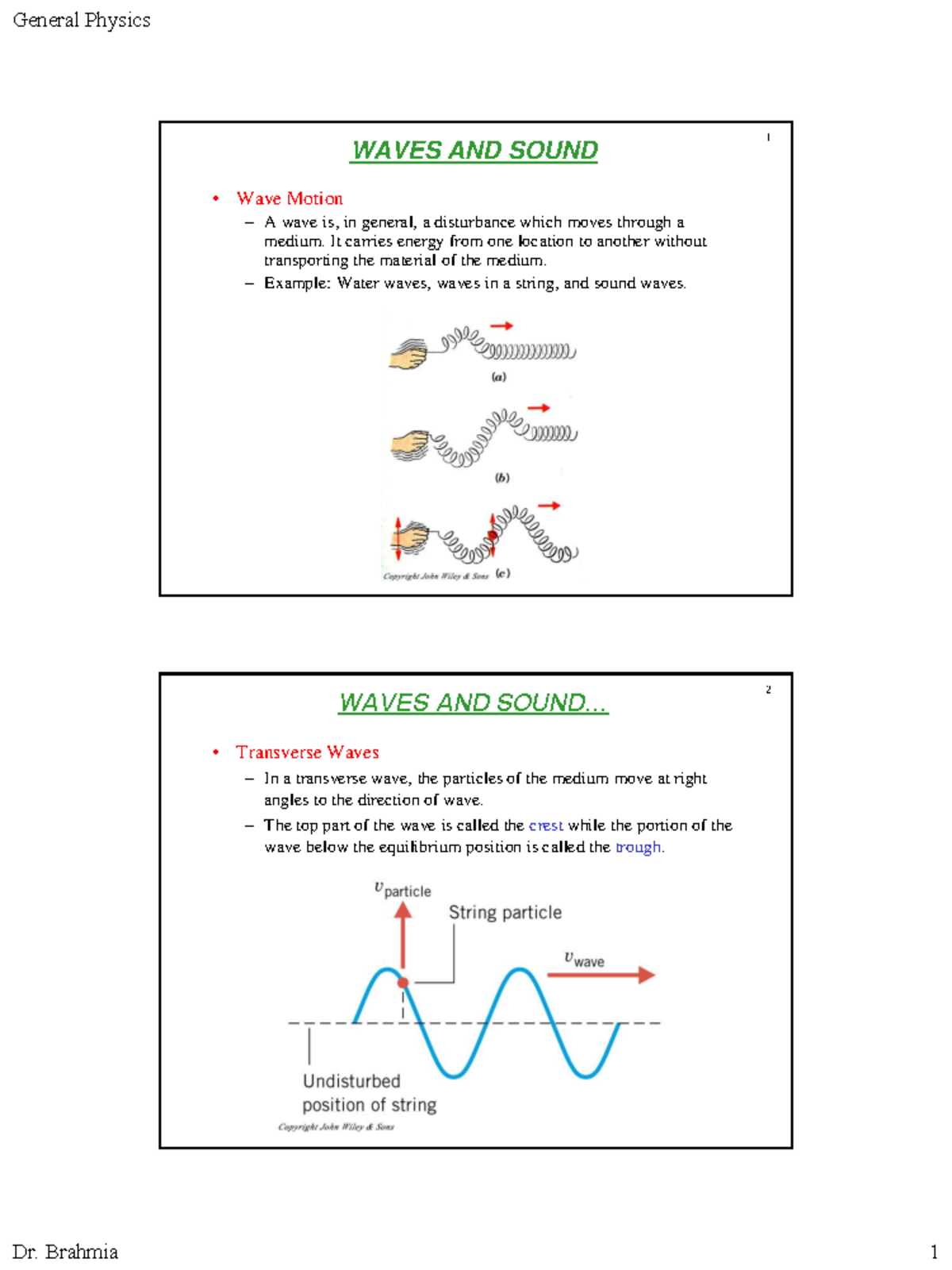 General Physics (Lec16) - Waves and Sound Concepts Explained - Studocu