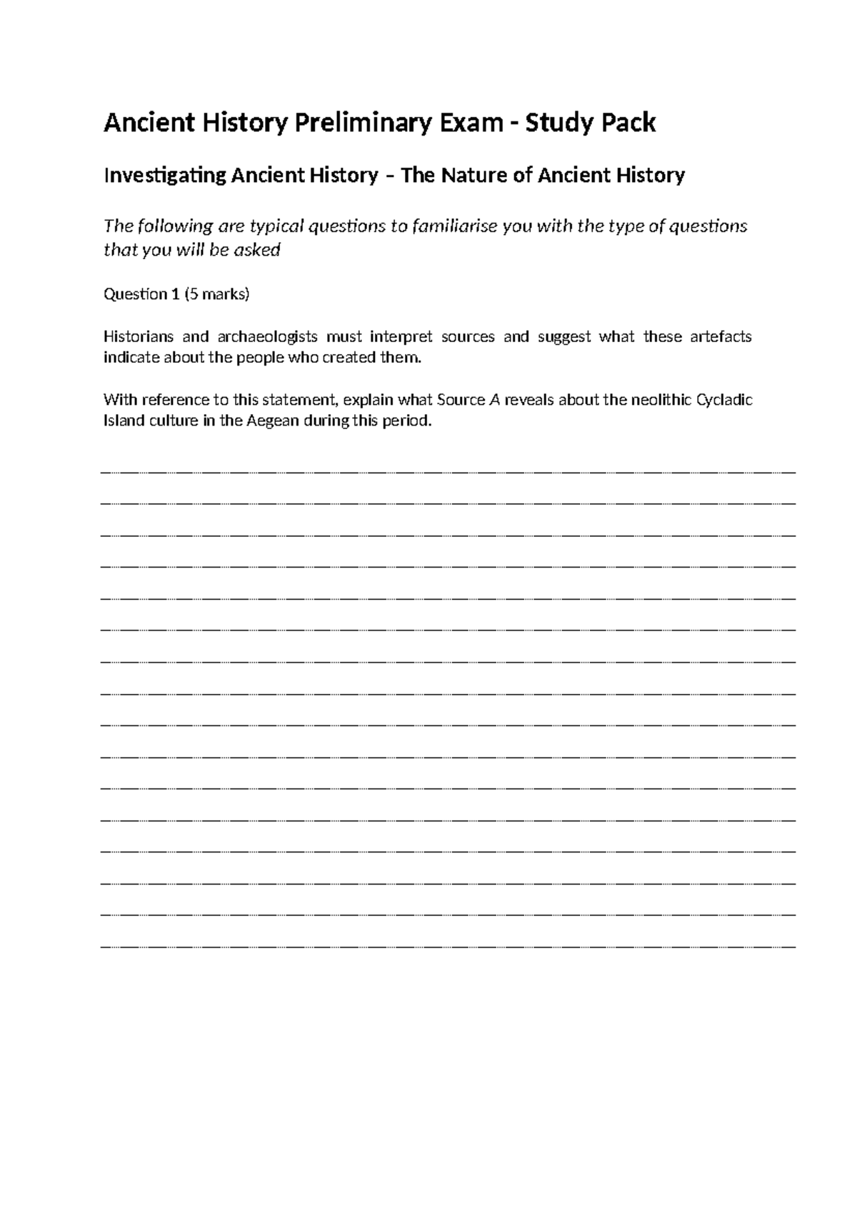 2023 Study Pack - Ancient History Preliminary Exam - Study Pack ...