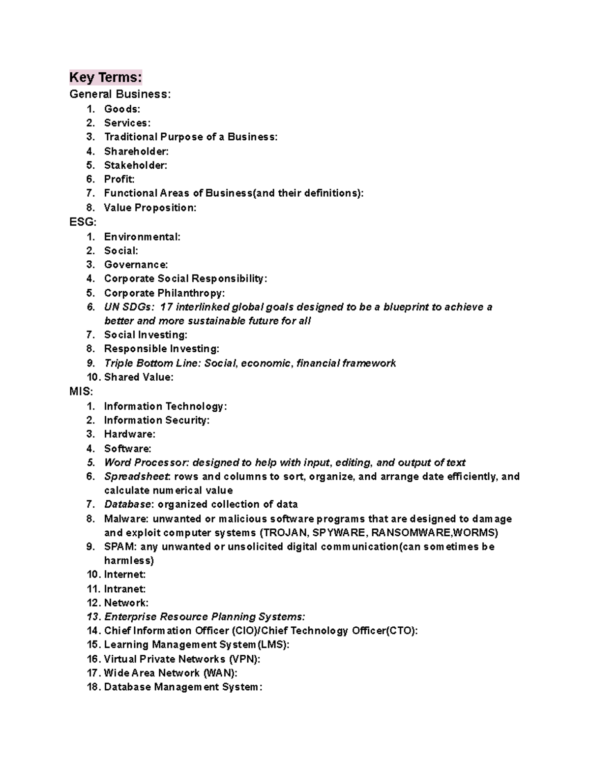 Business 101 Exam 1 Study Guide: Key Concepts & Review Notes - Studocu