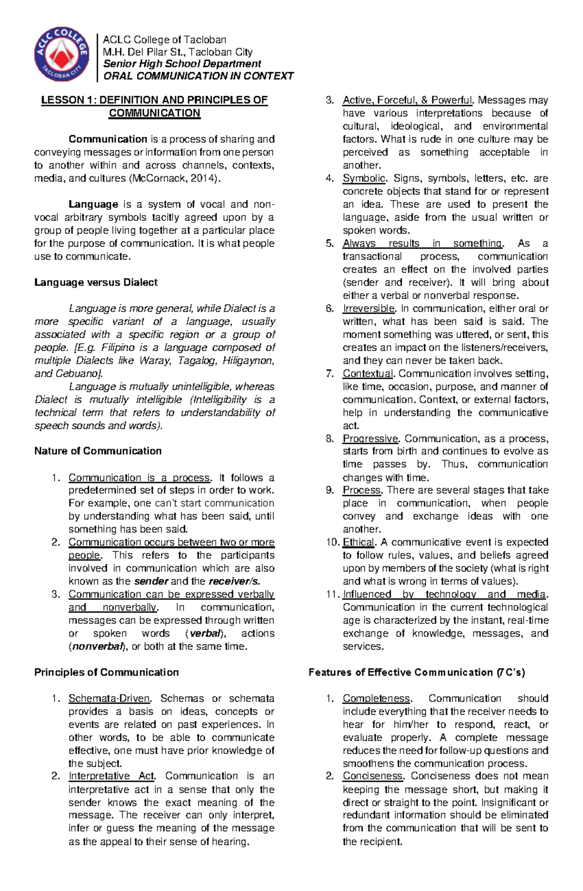 Oral Comm Study Guide Q1: Key Concepts and Principles Explained - Studocu