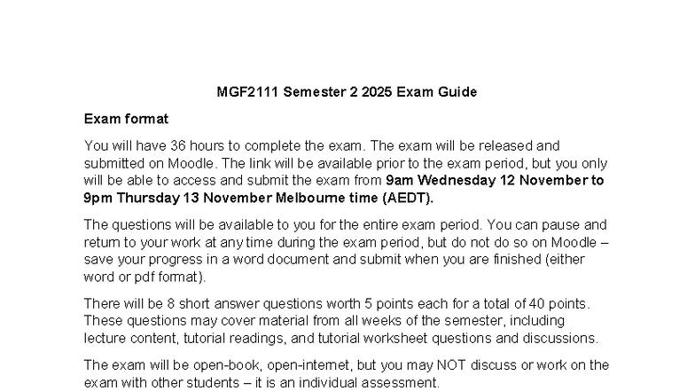 MGF2111 S2 2025 Final Exam Guide and Format Details - Studocu