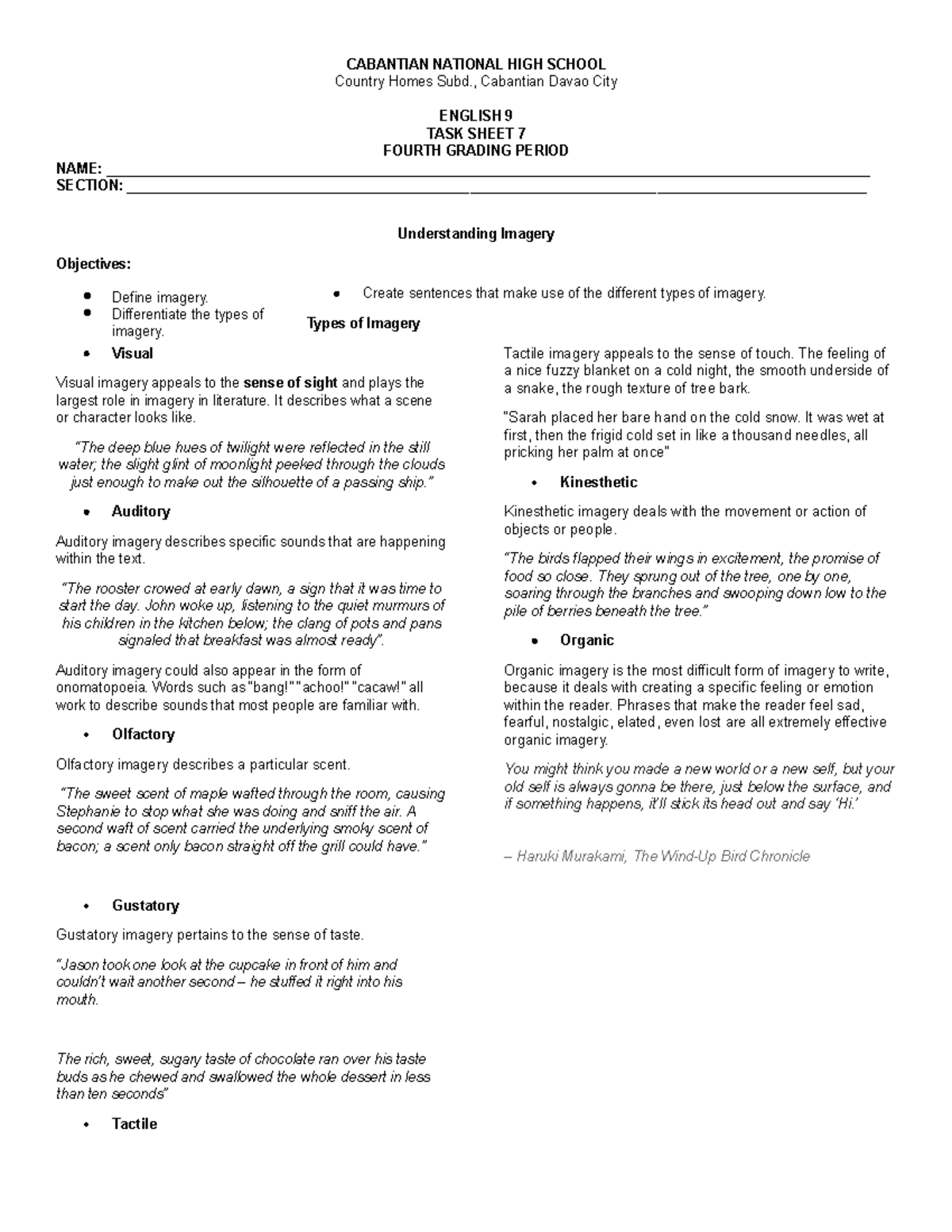 Task Sheet 7 - Summative for creative writing - CABANTIAN NATIONAL HIGH ...