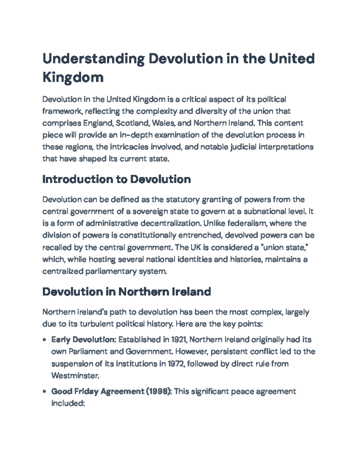 UK Devolution Explained: Processes, Regions, and Judicial Cases - Studocu