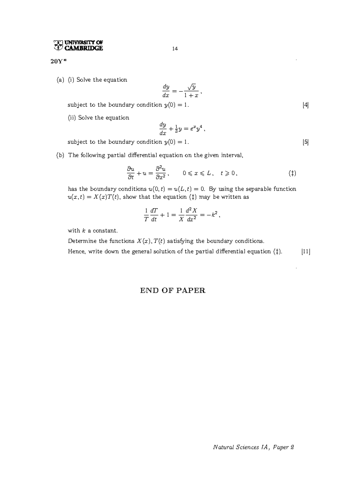 Exam Questions 3 - PDEs (NST IA Math Course B - Easter Term) - Studocu