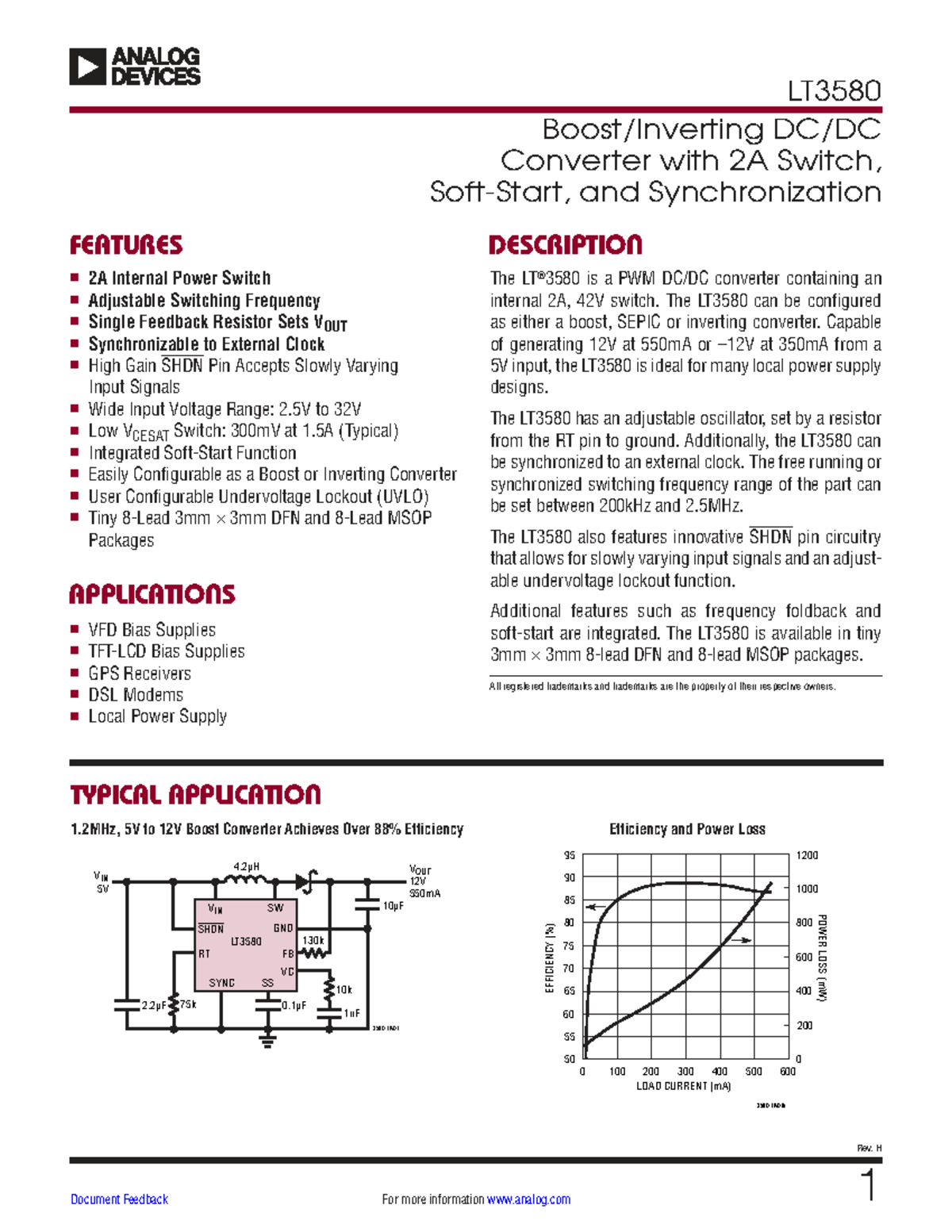 LT3580 Boost Converter: Features, Applications, and Performance ...