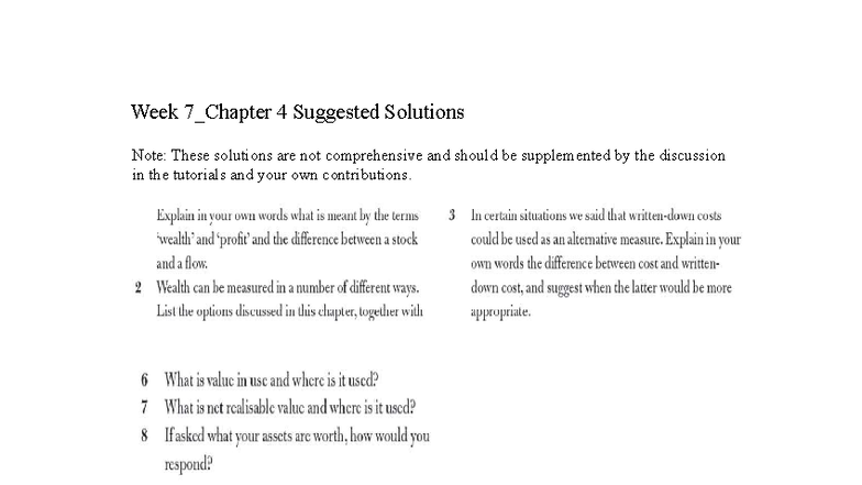 Tutorials 3: Chapter 4 Suggested Solutions and Analysis - Studocu