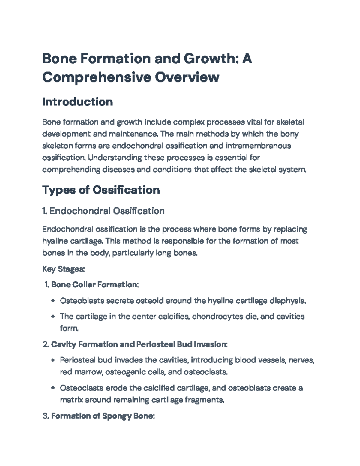 Bone Formation and Growth: An Overview of Ossification Processes - Bone ...