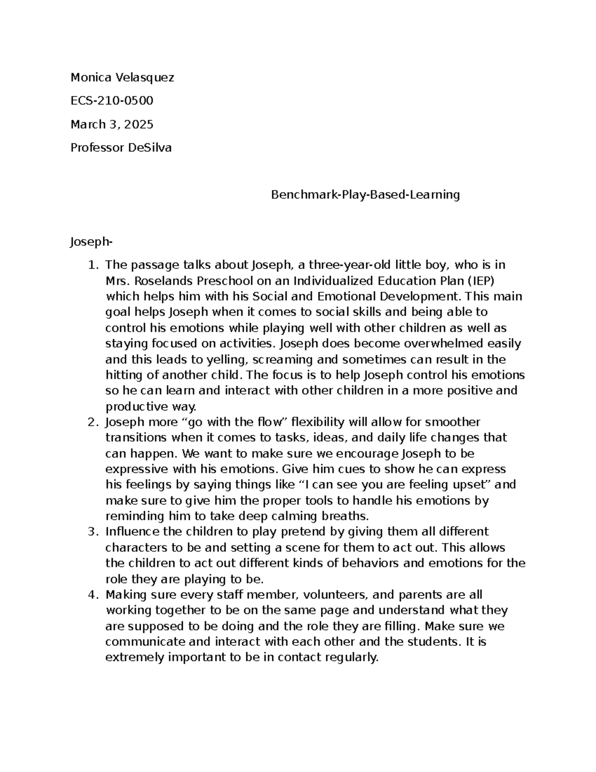 Benchmark Play-Based Learning: Supporting IEPs for Social-Emotional ...