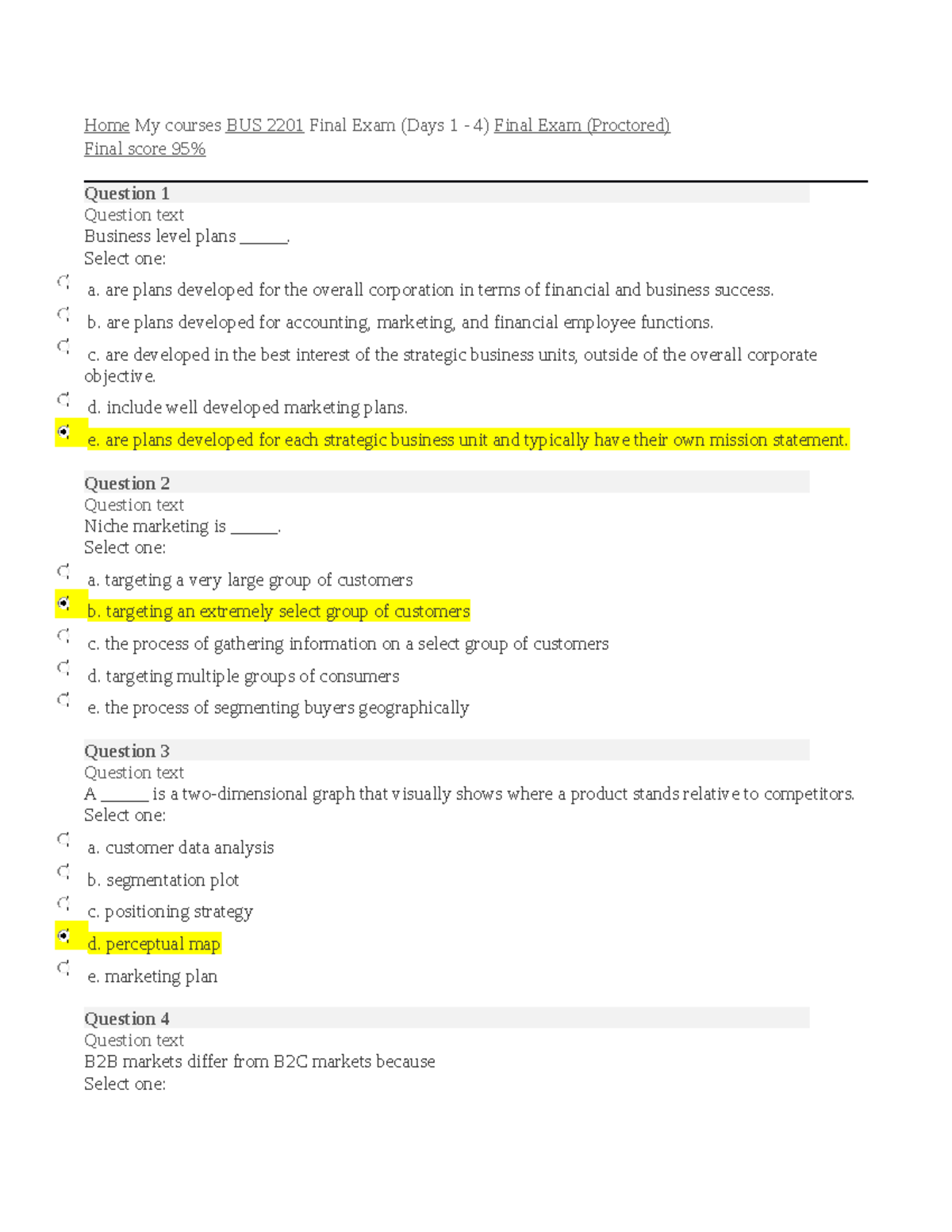 BUS 2201 Final Exam Study Guide and Practice Questions - Studocu