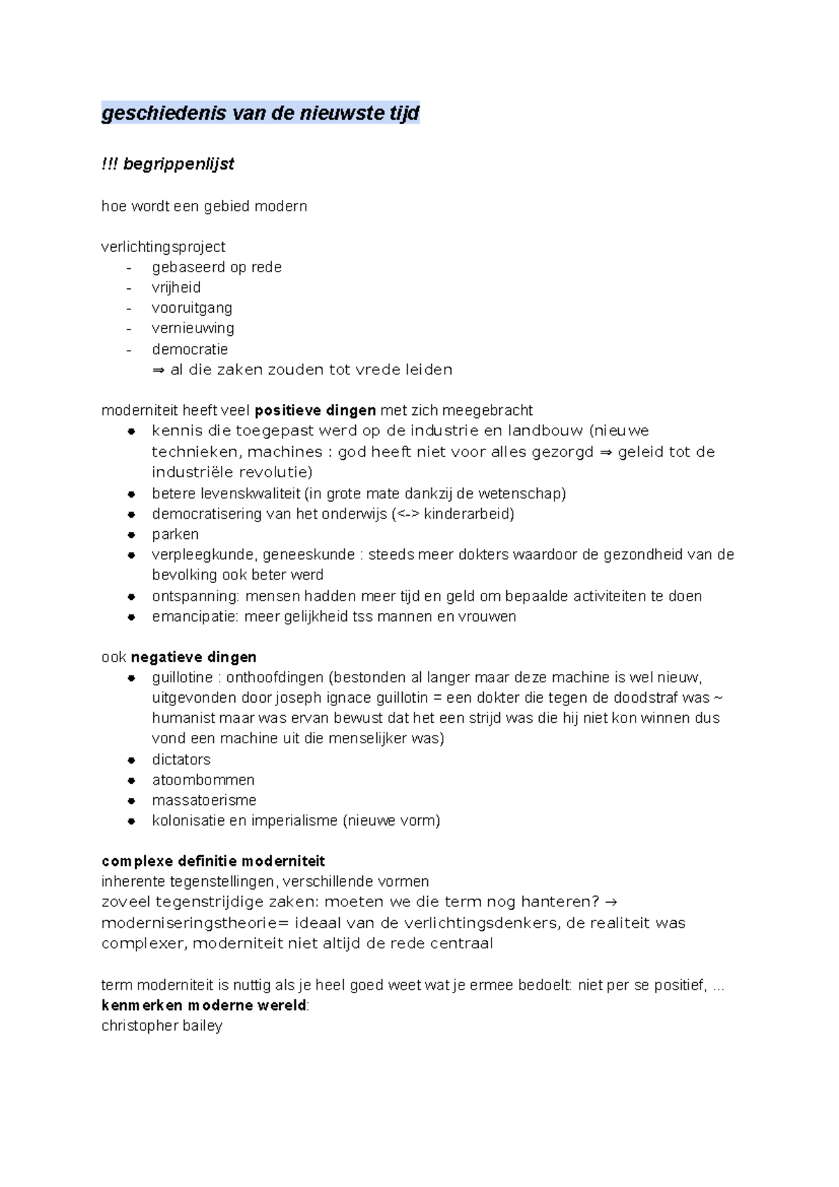Geschiedenis van de Nieuwste Tijd: Belangrijke Concepten en ...