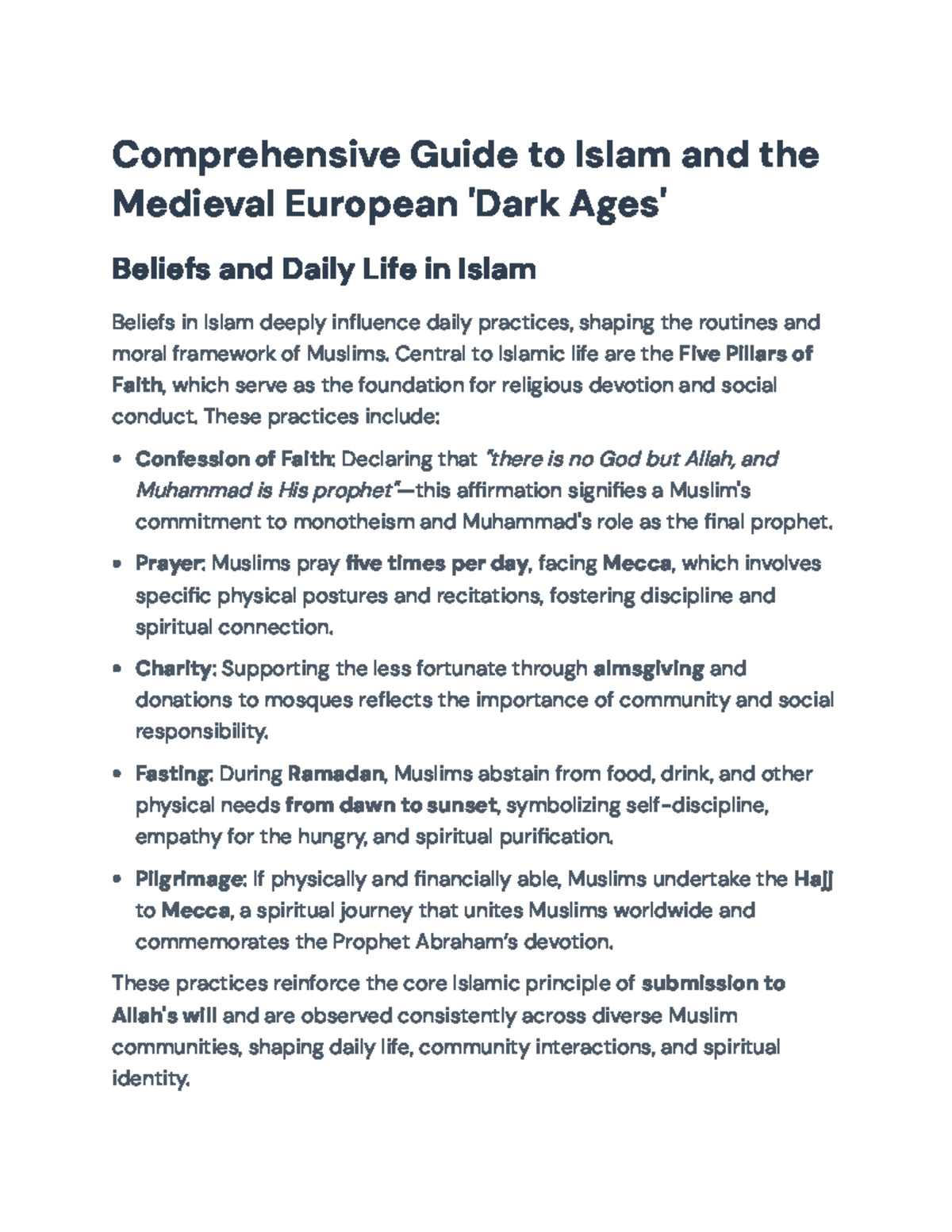 Comprehensive Study on Islam and Its Historical Influence During the ...